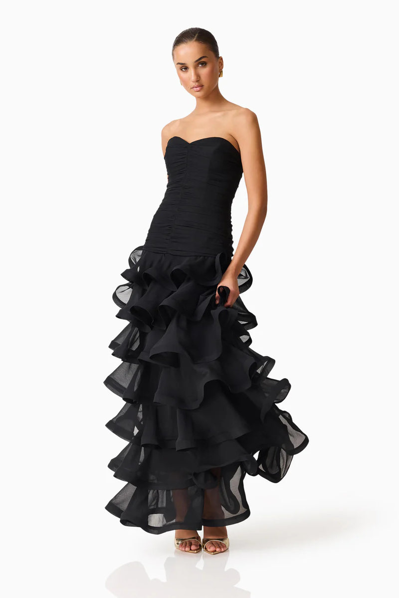 Elliatt Evelin Tiered Gown | Black – the style squad