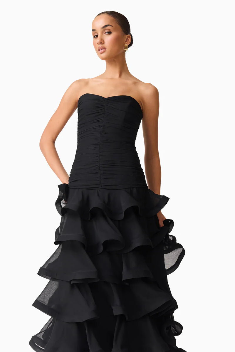 Elliatt Evelin Tiered Gown | Black – the style squad